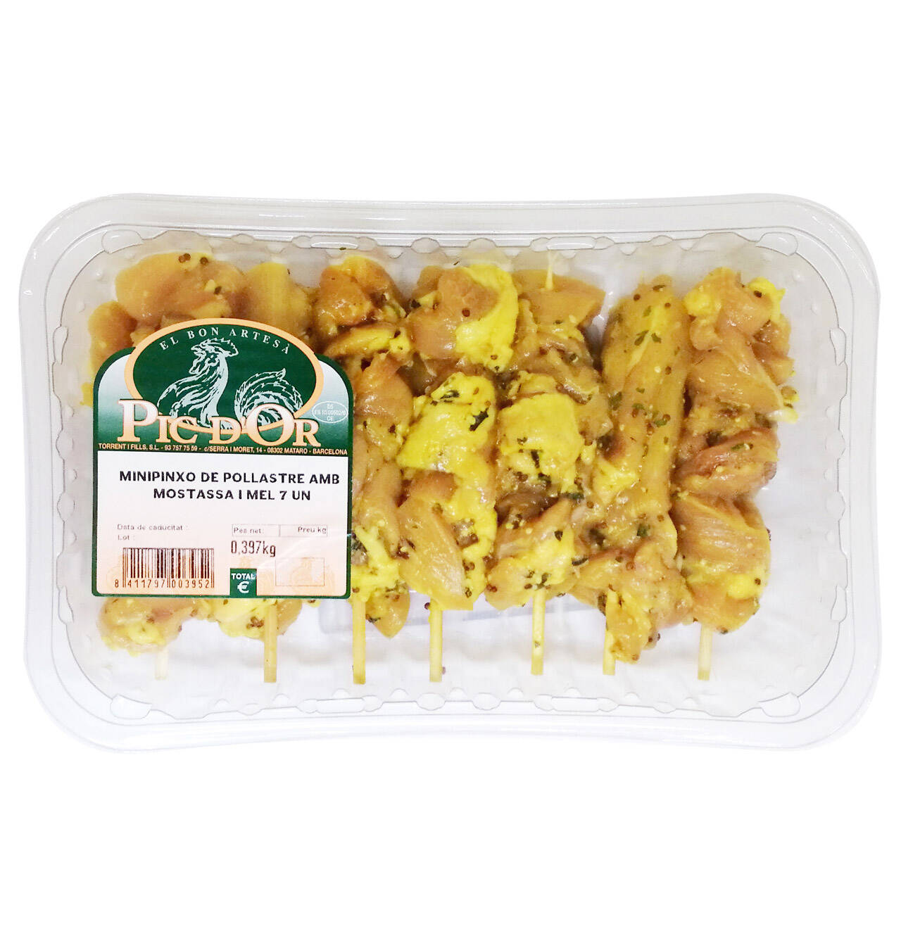 Comprar MINI PINCHO POLLO MOSTAZA Y MIEL 400G APROX. | Aves y conejo en ...