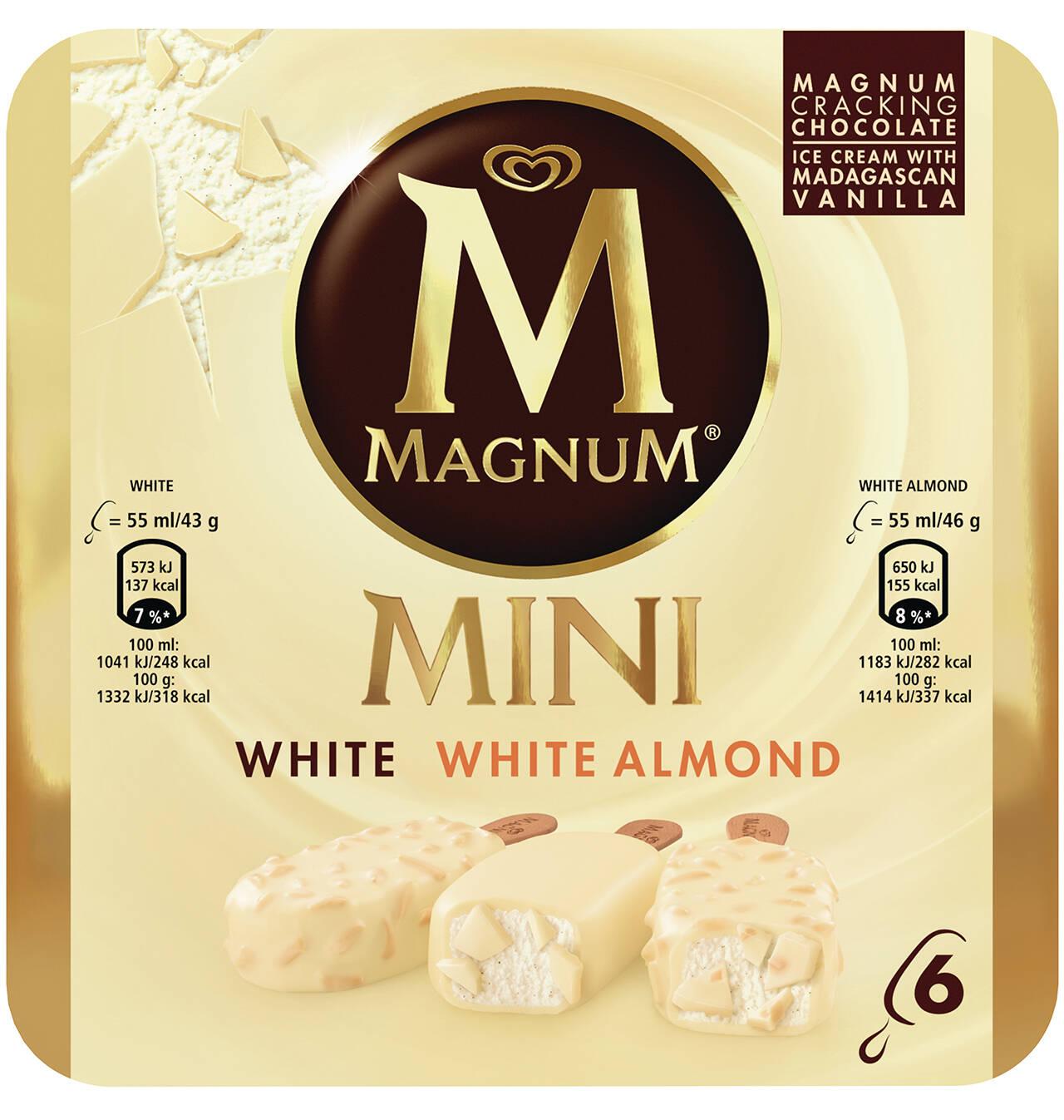 Comprar HELADO MAGNUM MINI WHITE ALMOND 6 UNIDADES | Helados en Condisline