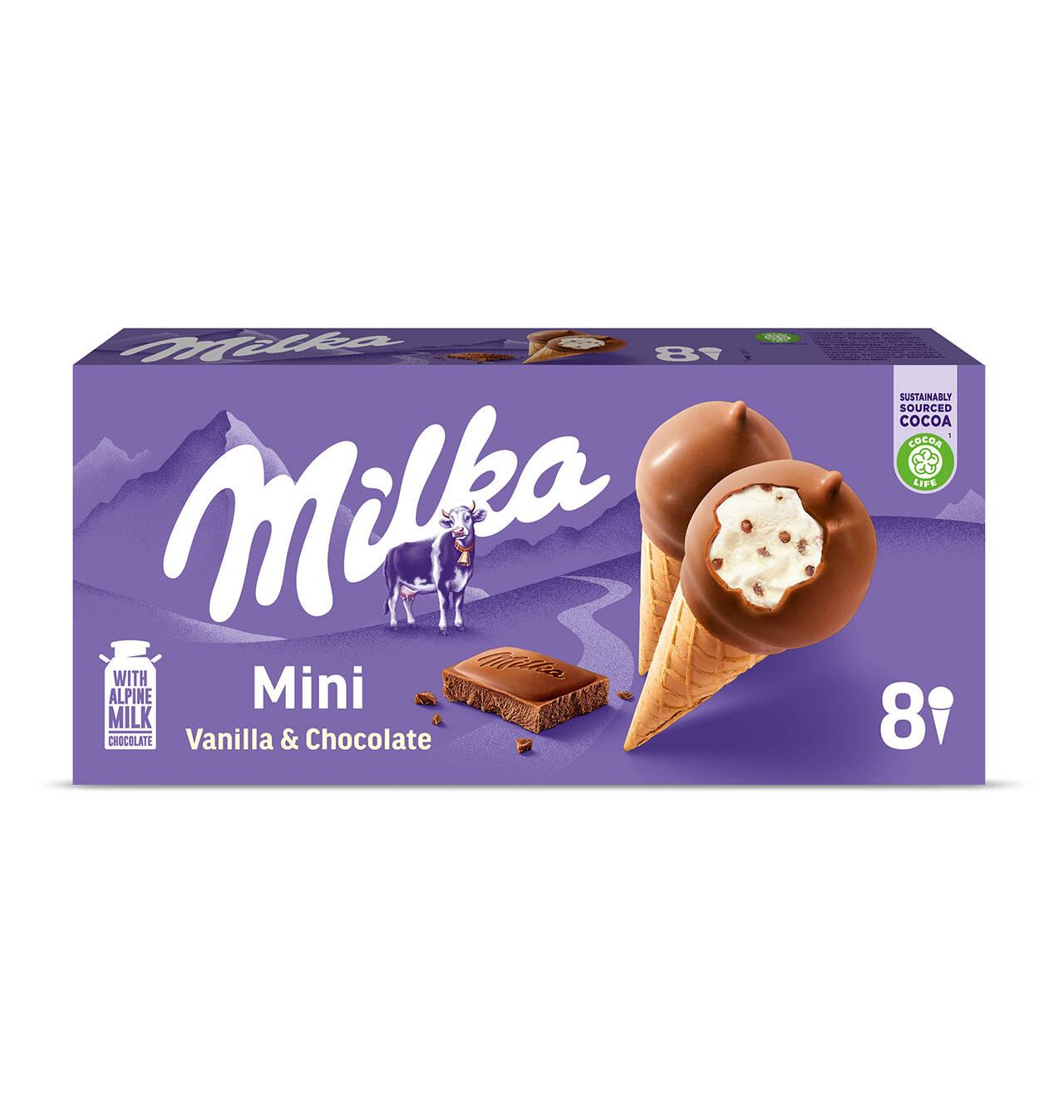 Comprar MINI CONO MILKA VAINILLA-CHOCO 8 UNIDADES | Helados en Condisline