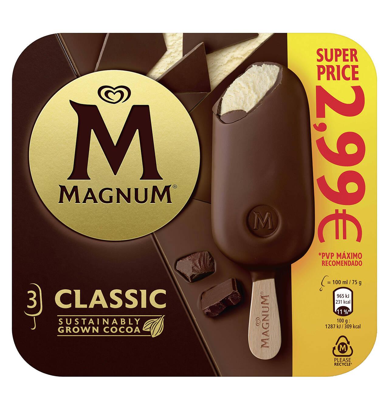 Comprar HELADO MAGNUM CLASSIC 3 UNIDADES | Helados en Condisline