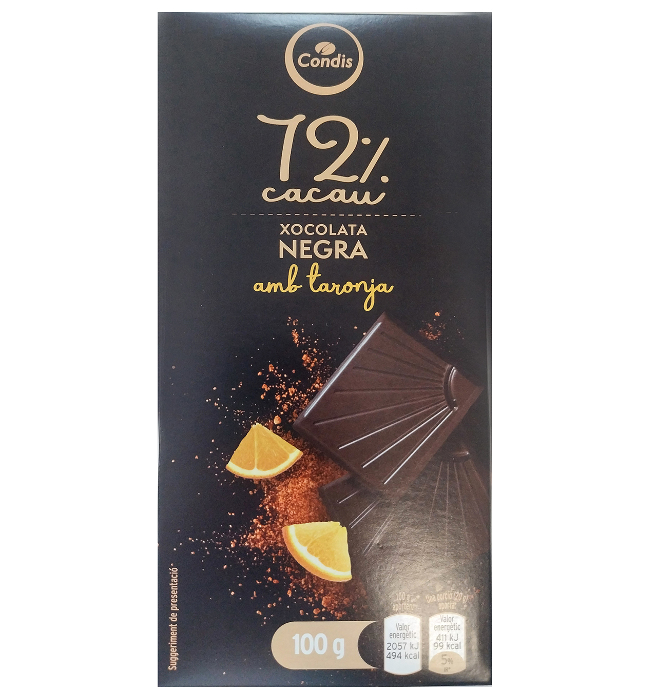 Comprar CHOCOLATE NEGRO CONDIS 72% NARANJA 100 G | Chocolates y ...