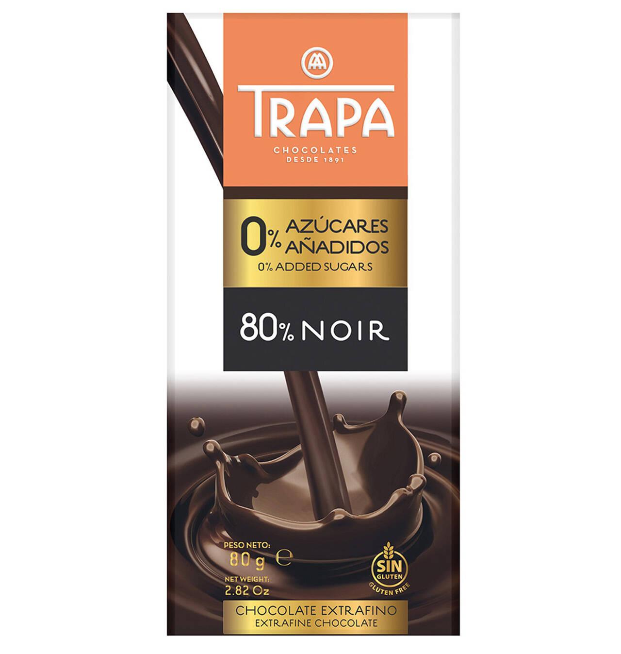 Comprar CHOCOLATE 80% TRAPA NOIR 0% AZÚCAR 80 G | CHOCOLATE 80% TRAPA ...