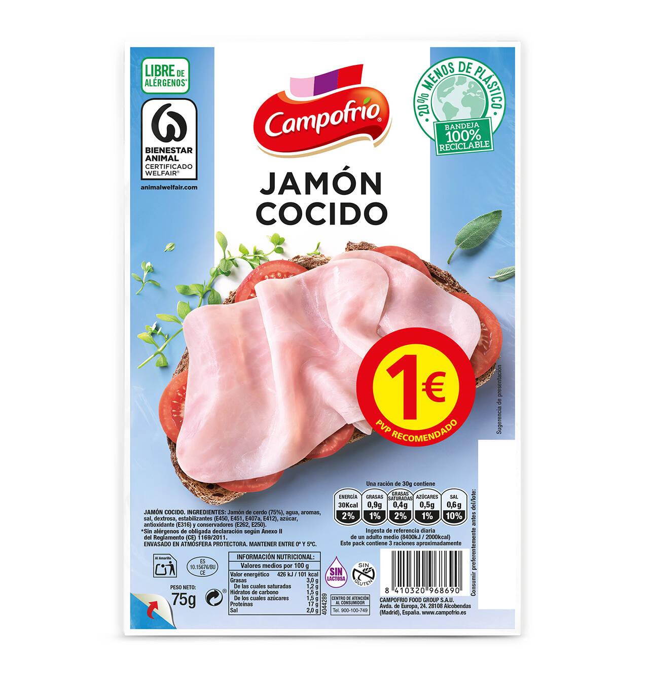Comprar JAMÓN COCIDO CAMPOFRÍO XJ 1€ 75 G | Charcutería en Condisline