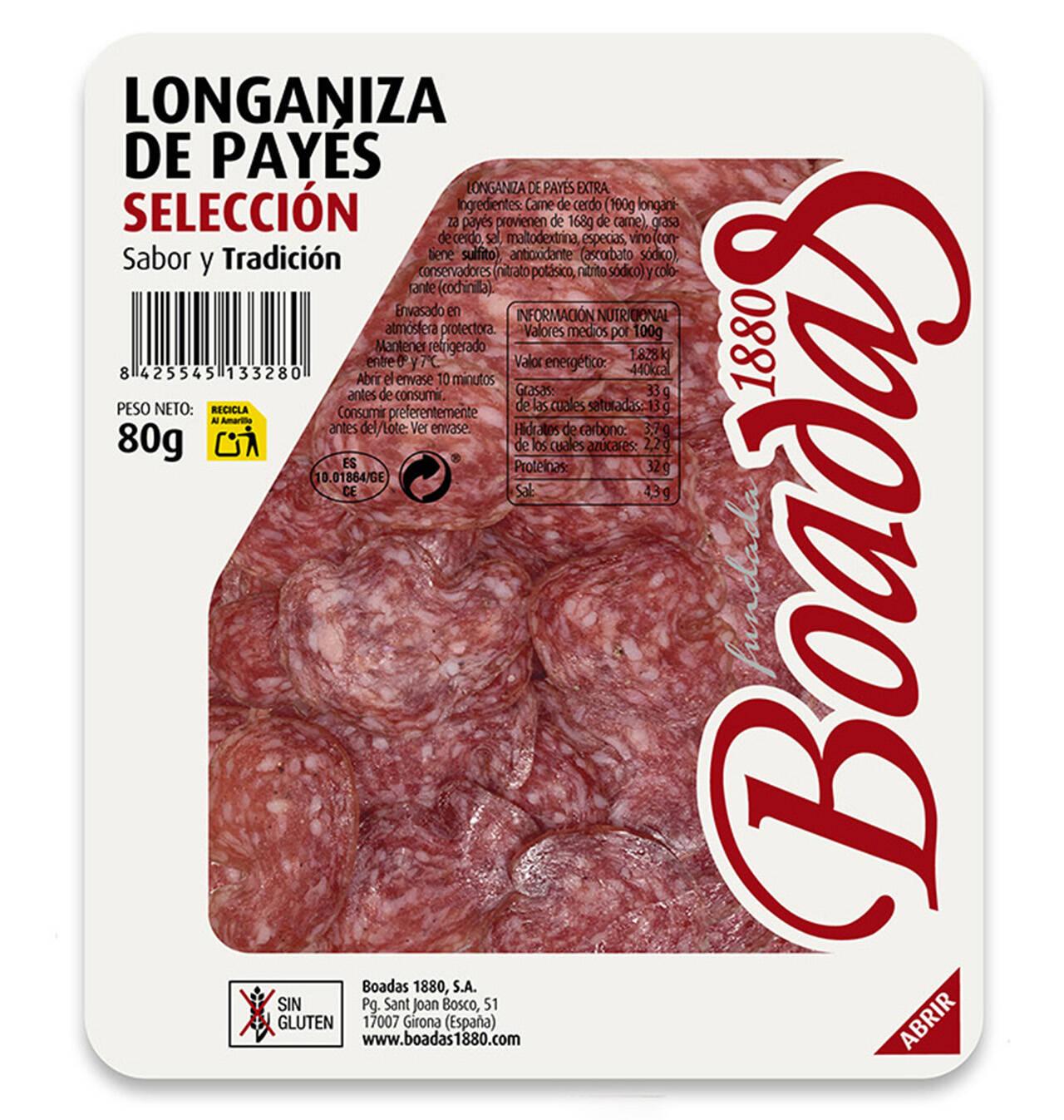 Comprar LONGANIZA BOADAS PAYES SELECCIÓN 80 G | Charcutería en Condisline
