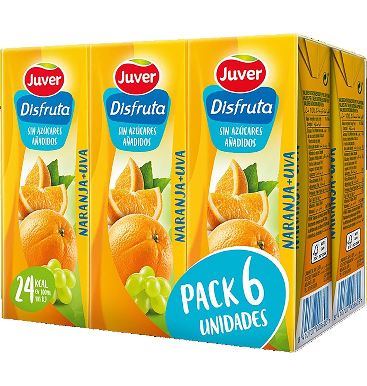 Comprar DISFRUTA JUVER SIN AZÚCAR NARANJA+UVA 6 UNIDADES | DISFRUTA ...