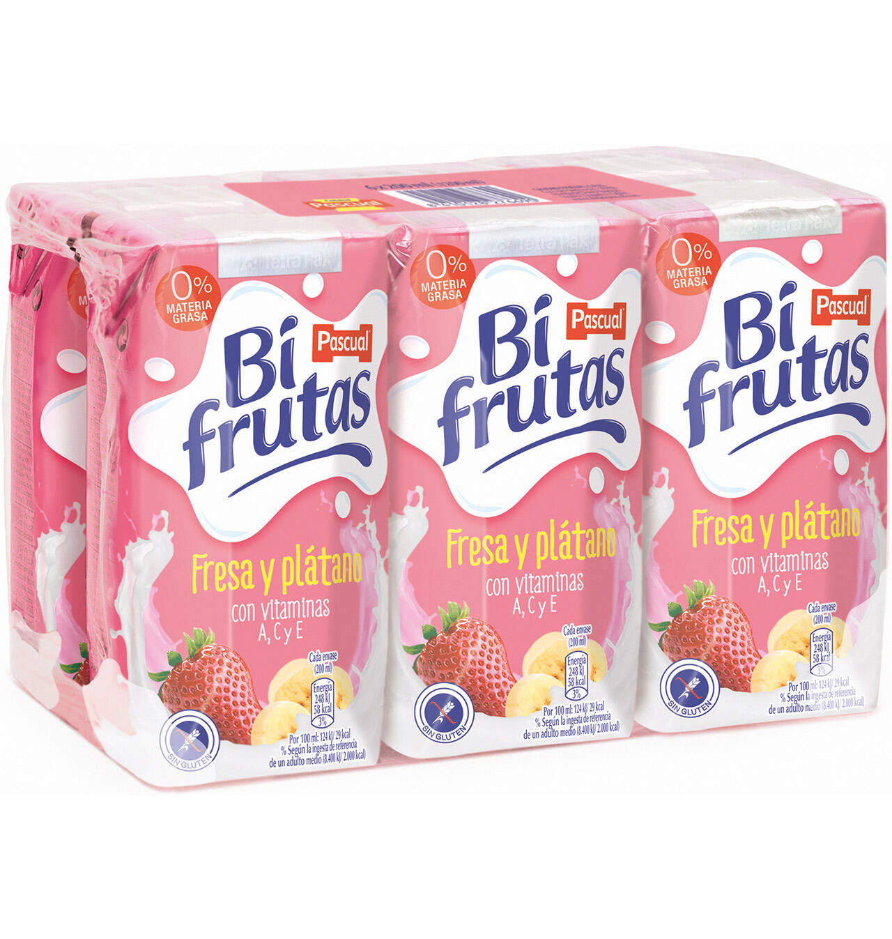 Comprar BIFRUTAS PASCUAL FRESA Y PLÁTANO 6 UNIDADES | BIFRUTAS PASCUAL ...