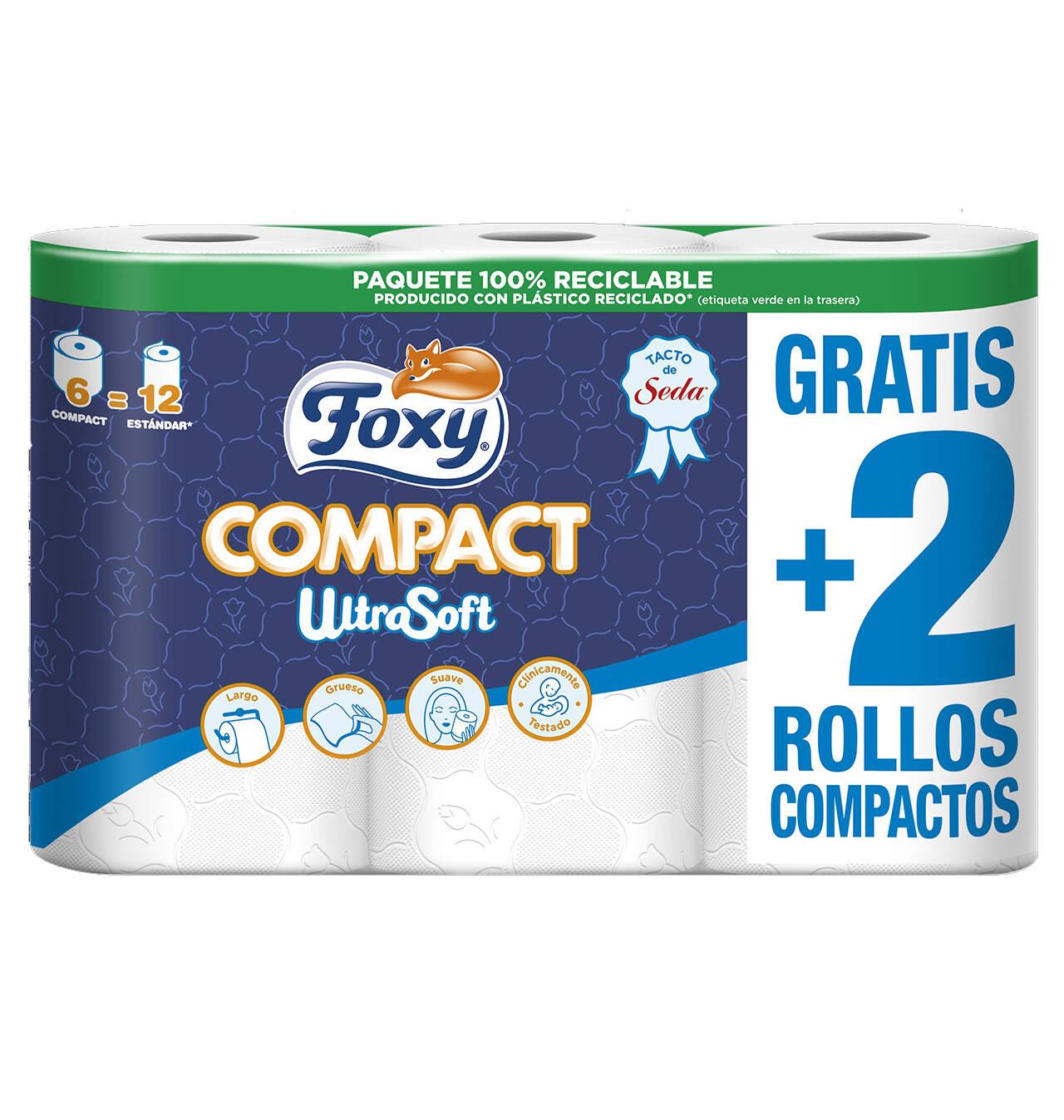 Comprar PAPEL HIGIÉNICO FOXY COMPACT ULTRASOFT 6 UNIDADES | Celulosa ...