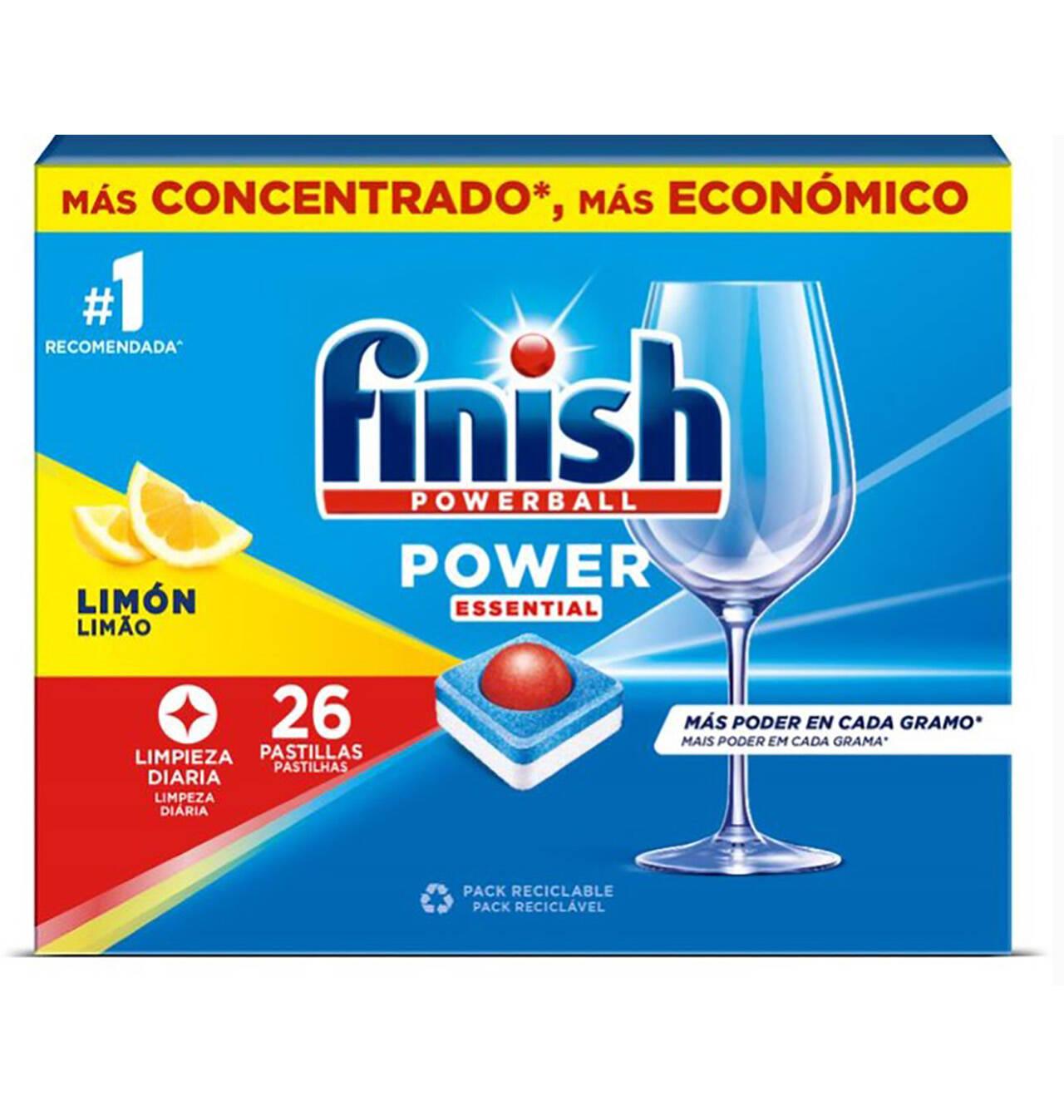 Comprar LAVAVAJILLAS FINISH ESSENTIAL LIMON 26 UNIDADES | Lavavajillas ...